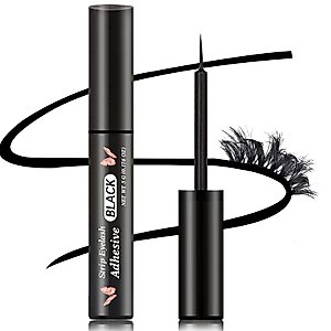 SMSUX Black Eyelash Glue Super Strong Hold Waterproof Eyelash Adhesive for False Lashes 0.176oz 1PCS