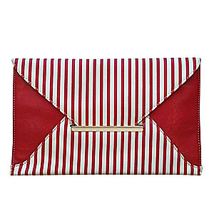 JNB Striped Envelope Clutch, Red