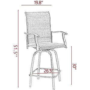 Ulax Furniture Outdoor Swivel Bar Stools Patio Sling Bar Chairs, Set of 2