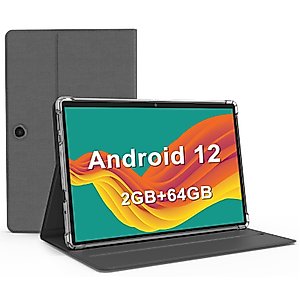 RliyOliy Android Tablet 10 inch, Android 12 Tablet with Case, 2GB RAM 64GB ROM 512GB Expand Android Tablet with Dual Camera, WiFi, Bluetooth, 8000mAh, HD Touch Screen, GMS Certified