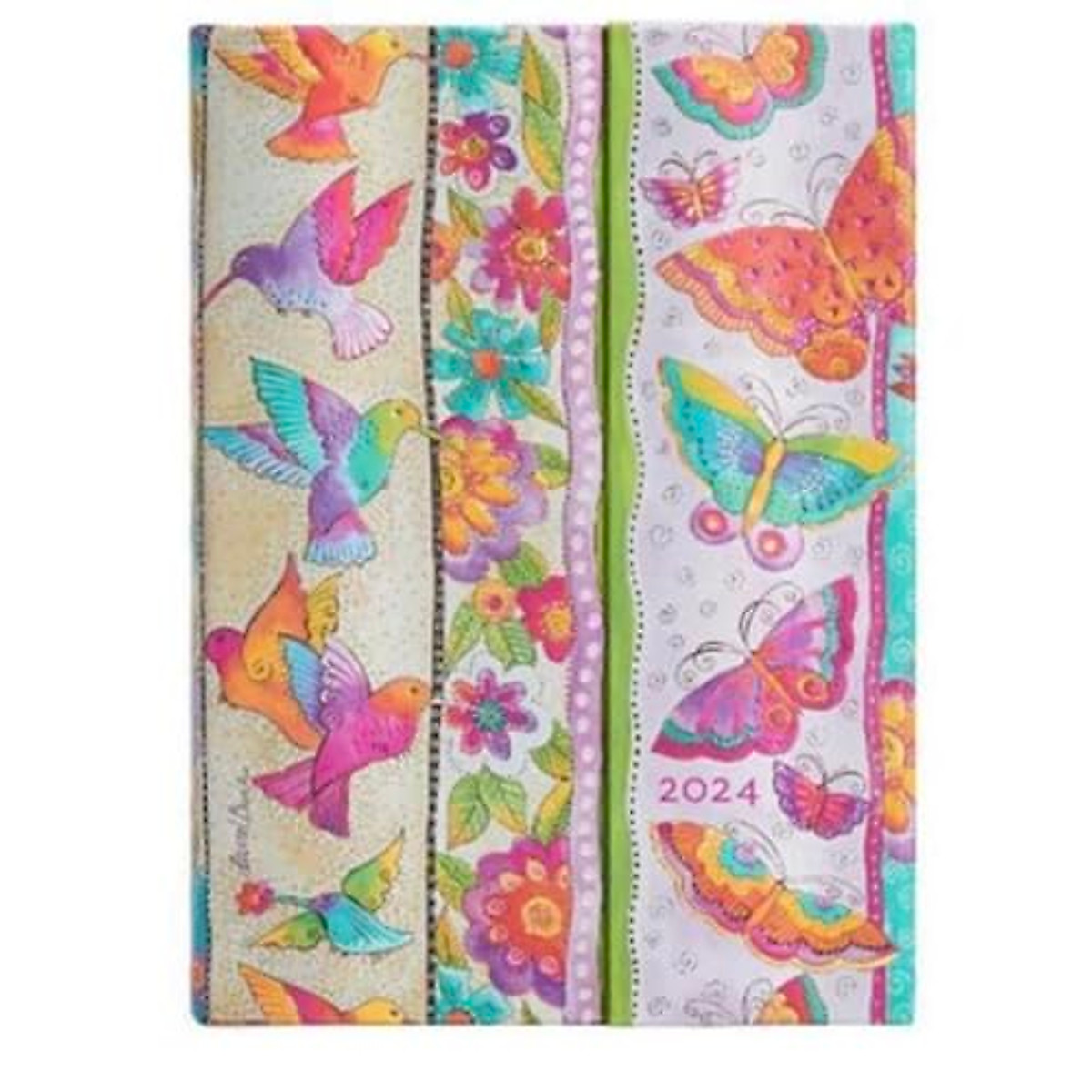 Paperblanks Varzi Dal 1956 2024 Diary 12 Months, Midi Daily Planner, Playful Creations, Butterflies and Hummingbirds – 13 x 18 cm