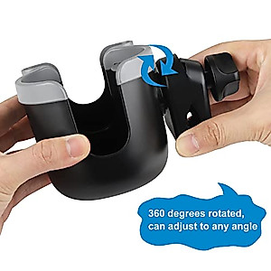 Accmor Stroller Cup Holder with Phone Holder, Bike Cup Holder, Cup Holder for Uppababy Stroller, 2-in-1 Universal Cup Phone Holder for Stroller, Bike, Wheelchair, Walker, Scooter, Mix Grey