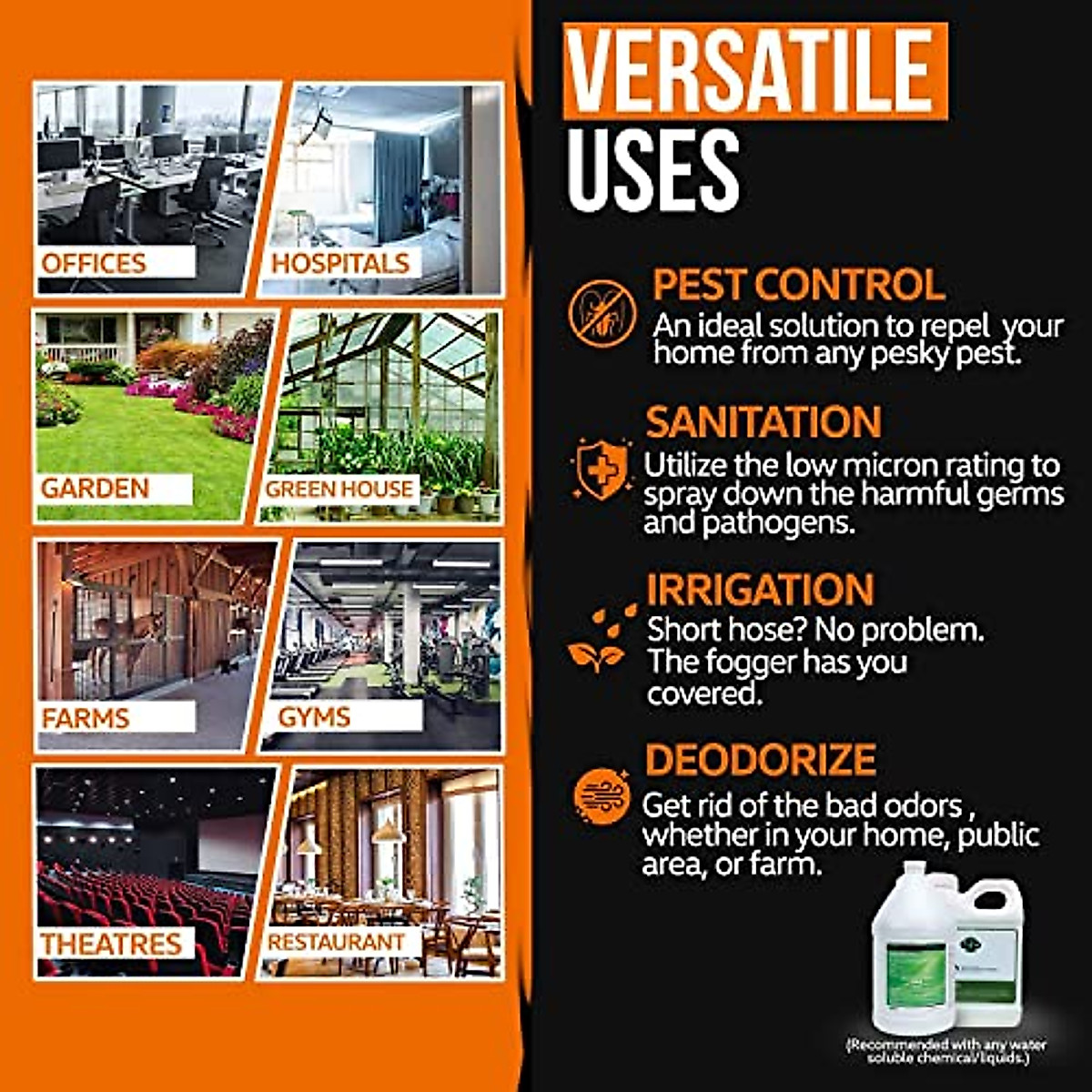 SuperHandy Disinfecting Nano Electrostatic ULV Sprayer Handheld Portable Cordless 34oz Capacity 12V Lithium Ion Powered Sanitizer Disinfectant Odor Eliminator Outdoor Plant Repellent Control