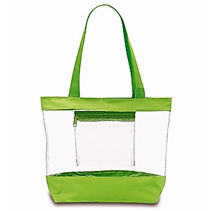 Clear Tote Bag With Zipper and Interior Pocket Clear Purse Medium Size (Blue)