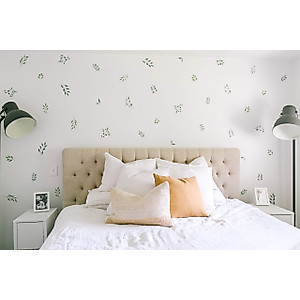 Modern Maxwell Wall Art Decals for Girls Nursery, Bedroom, Living Room Eden Greenery Leaf Room Sticker Set 44 Pieces