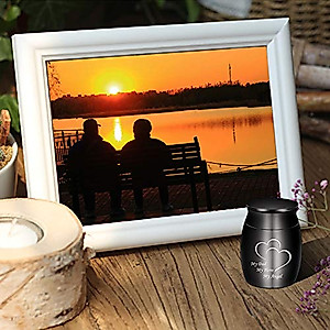 Small Keepsake Urns for Human Ashes Mini Cremation Urns for Ashes Stainless Steel Small Memorial Ashes Holder - My Dad My Hero My Angel