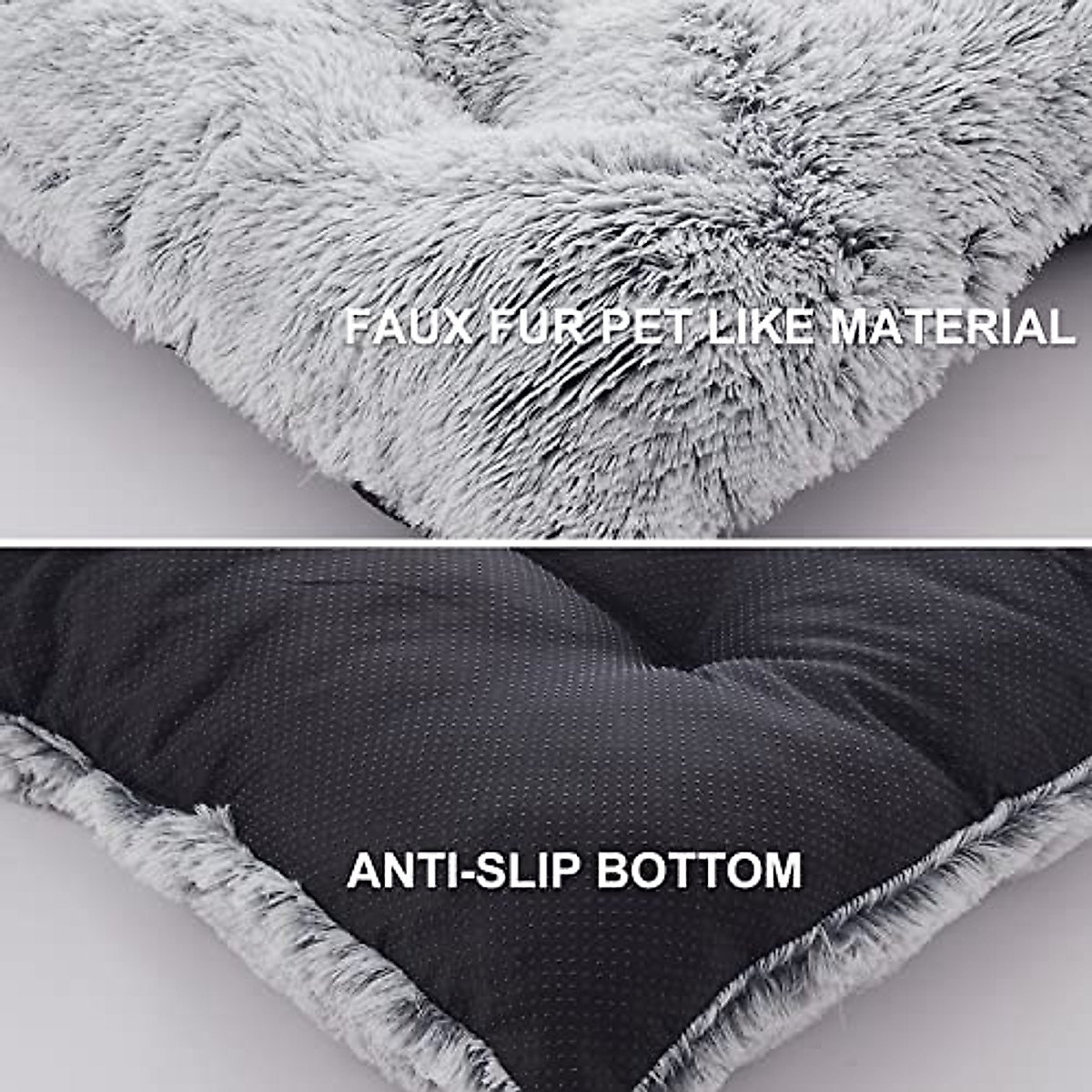 Cozyide Orthopedic Dog Beds for Small Dogs, Non-Slip Pet Bed with Soft Plush, Machine Washable Dog Bed for Crate (18" L x 12" W x 2" Th, Grey)