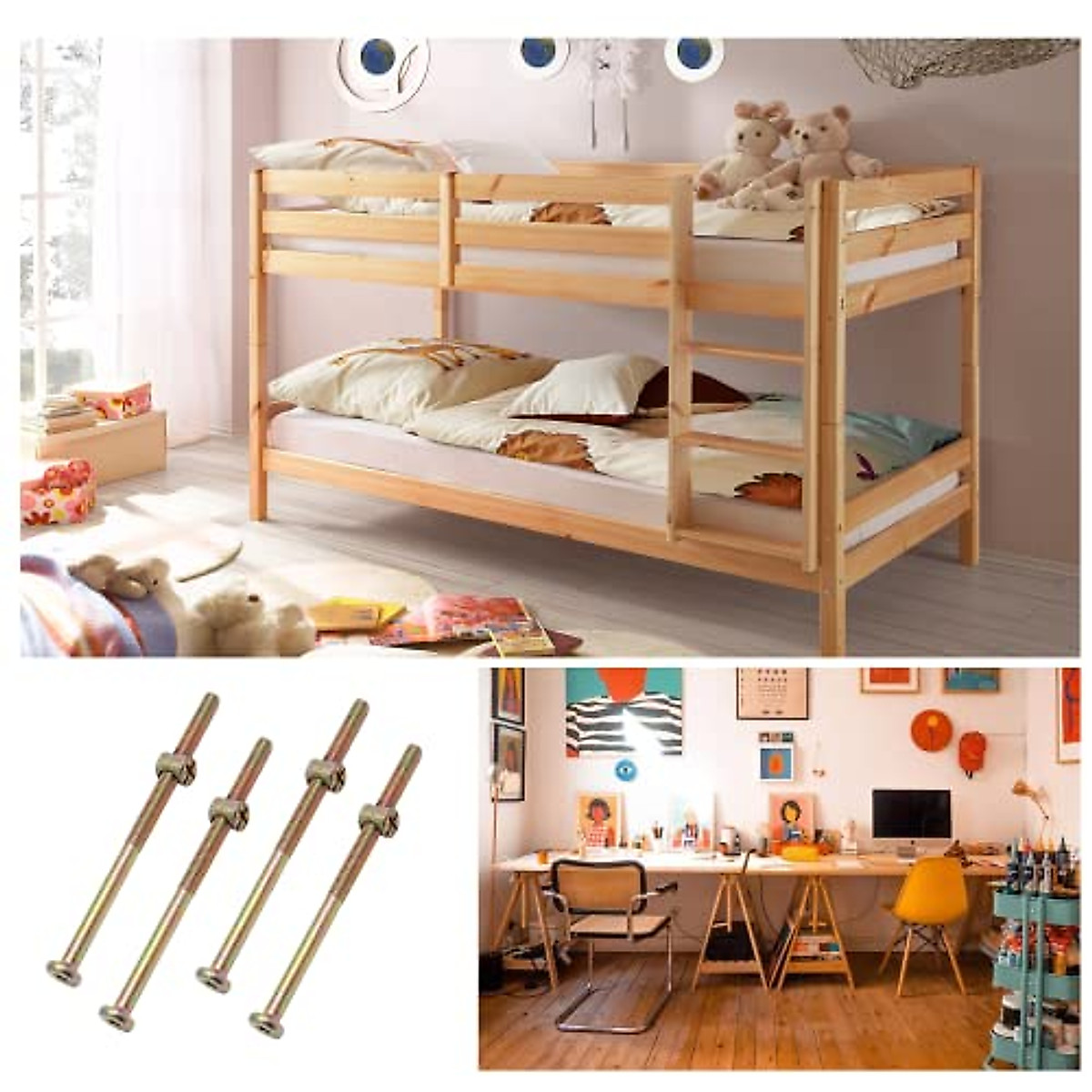 Uenhoy 10 Pack Baby Bed Crib Screw Bolts Kit M6 x 100mm Hex Drive Socket Cap Screws Bolts and Barrel Nuts for Bunk Beds Chairs Crib Cots, Zinc Plated