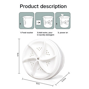 Portable Mini Washing Machine Ultrasonic Turbo Portable Washer with USB for Home Business Travel College House RV Apartment Turbo Washing Machine Cleaning Socks Underwear Dishes