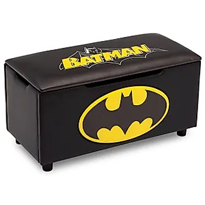 Delta Children DC Comics Batman Upholstered Storage Bench for Kids | Perfect for Bedrooms/Playrooms/Living Rooms | Features Fun Graphics of Batman