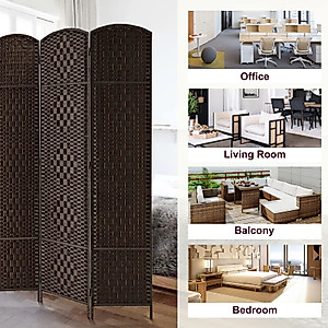 RHF 6 ft.Tall Room Divider, Room Dividers and Folding Privacy Screens, 15.7" Privacy Screen 4 Panels Room Divider Wall Partition, Dark Coffee