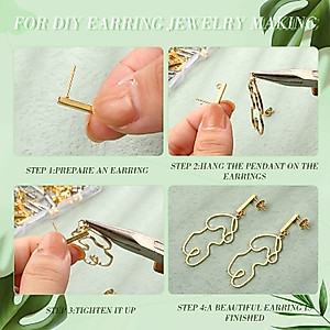 Hinly 80 Pieces Stainless Steel Earring Posts Stud Earring with Loop 80 Pieces Ear Nut Bar Pierced Post for DIY Jewelry Making, 2 Sizes(Silver, Gold)
