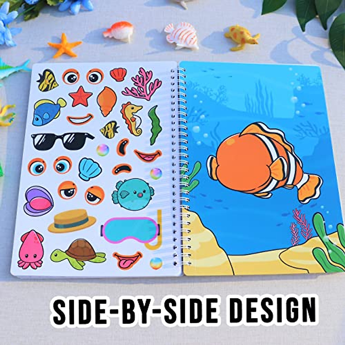 450PCS Stickers/Coloring Book for Kids 2-4, Make A Face Reusable Sticker Book for Toddlers Including 14 Coloring Pages 14 Scenes Airplane Activities for Kids Ages 4-8, Travel Road Trip Must Have