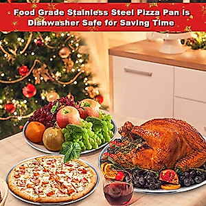 LIANYU Nonstick Pizza Pan Set of 4, 10.2 Inch Stainless Steel Pizza Serving Tray for Oven, Baking Round Pizza Pan Plate, Dishwasher Safe