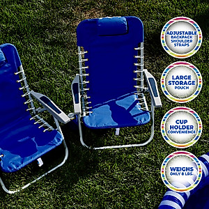 Rio Brands 4-Position Backpack Lace-Up Suspension Folding Beach Chair, Light Blue