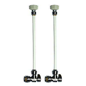 SharkBite Faucet Connection Kit with Angle Stops, Push to Connect Brass Plumbing Fittings, PEX Pipe, Copper, CPVC, PE-RT, 25087