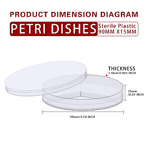 BIPEE Sterile Petri Dish, Pack of 10pcs, 90 x 15mm Petri Dishes Y-Plate (3-Section)