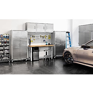 Seville Classics UltraHD Heavy Duty Workbench Table w/Solid Wood Top, 1000 lbs. Weight Capacity Workstation for Garage, Warehouse, Workshop, Granite, 60" W x 24" D x 28.5" to 42" H Desktop