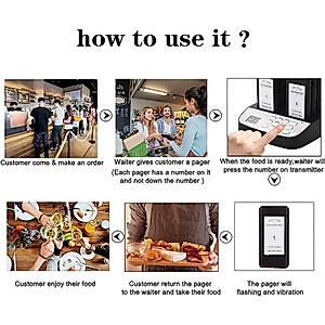 WWMFS Restaurant Pager System 16 Pagers, Wireless Social Distance Restaurant Waiting Buzzer System, Guest Calling Pagers and Beepers for Food Truck, Church, Nursery, Hospital (Black-16 Pagers)