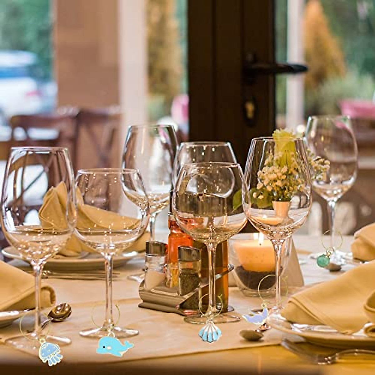 HISEVOG 30pcs Beach Theme Wine Glass Charms