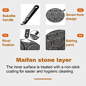 Egg Frying Pan - 7 Hole Non Stick Omelette Pan,Easy Clean Multi Egg Cooking Pan Aluminum Egg Pan Skillet for Breakfast Sandwiches Meat Pan,Compatible with Gas Stove & Electric Ceramic Stove,11.8''