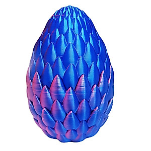 Qxbuhe 12inch 3D Printed Dragon Egg,Mystery Crystal Dragon Fidget Toys,Articulated Dragon,Home Desk Decor Easter Surprise Dinosaur Eggs,Adults Fidget Toys for Autism/ADHD (Laser Purple)