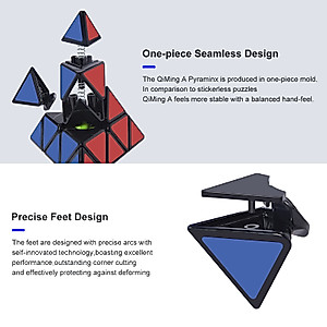 ROXENDA Speed Cube Set, Magic Cube Set of 2x2x2 3x3x3 Pyramid Cube Smooth Puzzle Cube (Black)