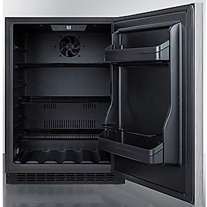 Summit Appliance AL54SSHH Built-in Undercounter ADA Compliant 4.8 cu.ft. 24" Wide All-refrigerator with Wrapped Stainless Steel Door, Horizontal Handle, Black Cabinet, Door Storage and Digital Control