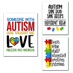 Simply Remarkable Set of 3 Autism Poster Prints Autism Awareness Home Decor Autistic Spectrum (8x10, Set of 3)