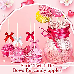 120 Pcs Easter Twist Bow Satin Twist Tie Bows Fabric Bows for Crafts Polyester Craft Bows Decorating Ribbon Bows Gift Wrap Bows for Candy Bags Decoration (Rose Red, Pink, Red, White)