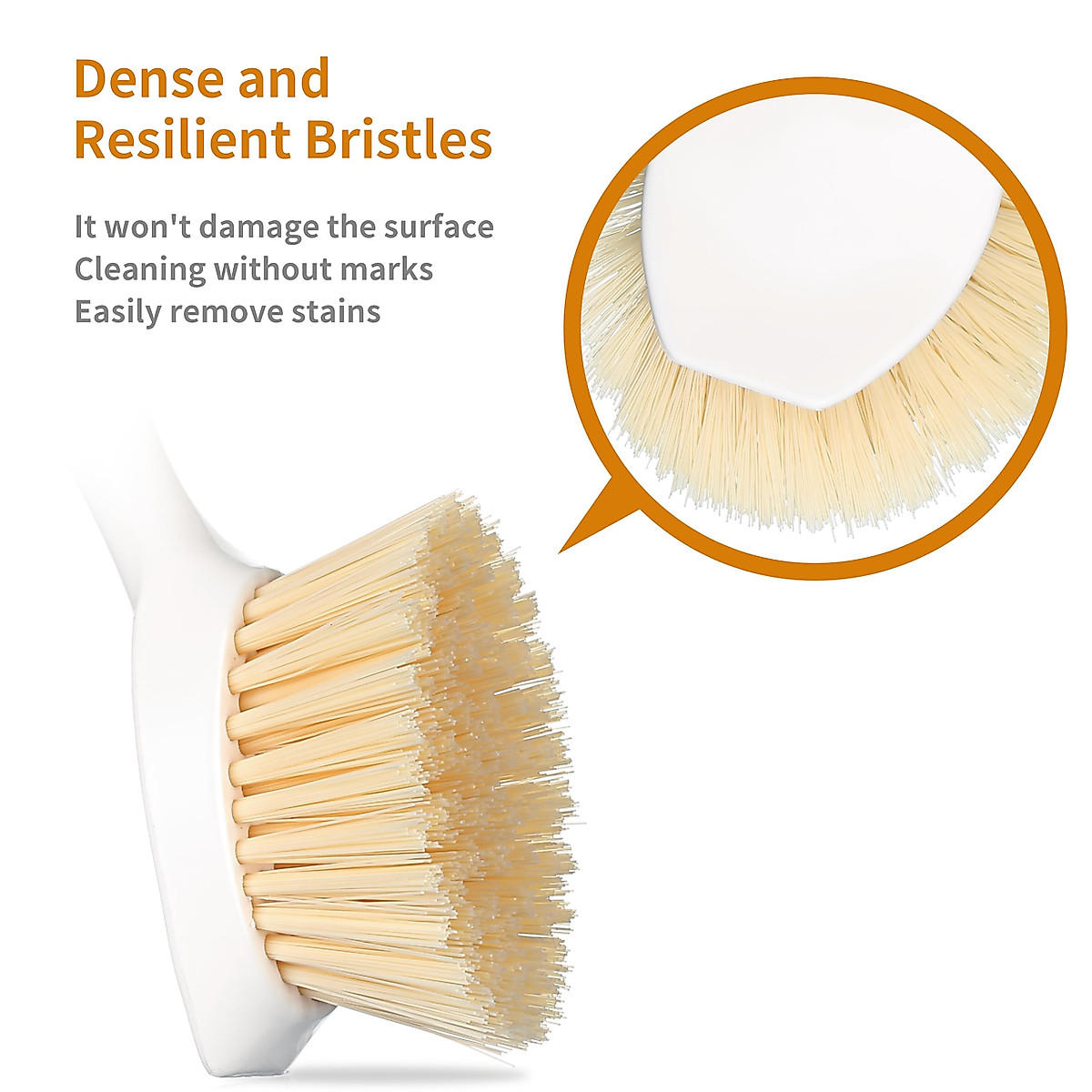 2 Pack Kitchen Dish Brush Bamboo Handle Dish Scrubber Built-in Scraper, Scrub Brush for Pans, Pots, Kitchen Sink Cleaning, Dishwashing and Cleaning Brushes are Perfect Cleaning Tools, White