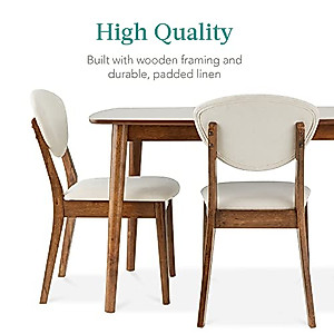 Best Choice Products 5-Piece Dining Set, Compact Mid-Century Modern Table & Chair Set for Home, Apartment w/ 4 Chairs, Padded Seats & Backrests, Wooden Frame - Brown/White