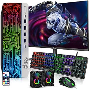 BTO RGB Gaming Desktop PC Bundle - Intel Core i7 6th Gen, 16GB DDR4 Ram, 512GB SSD, Radeon RX - 550 4GB GDDR5, New 22 Inch Monitor – Prebuilt Computer for PC Gaming - Windows 10 Pro (Renewed)