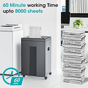 WOLVERINE 18-Sheet 60 Mins Running Time Cross Cut High Security Level P-4 Heavy Duty Paper/CD/Card Ultra Quiet Shredder for Home Office with 6 Gallons Pullout Waste Bin SD9113 (Grey ETL)