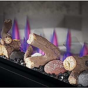 Napoleon CLEARion Elite Series 60 See-Through Built-in Electric Fireplace - Multi-Color Flames with Large Crystal Cubes and Hand-Painted Logs - with Remote Control - NEFBD60HE