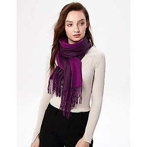 maamgic Women's Scarf Pashmina Shawls and Wraps for Evening Dresses Travel Office Winter Wedding Cashmere Feel Long Reversible Scarves Purple