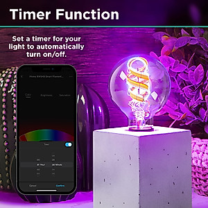 iHome Spectra Smart Spiral Edison RGBW Multicolor LED Light Bulb, G25/E26, 440 Lumens, 5.5W (40W Equivalent), Tunable and Dimmable Color Changing WiFi Smart Bulb, Works with Alexa and Google Home