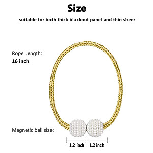 Melaluxe 6 Pack Magnetic Curtain Tiebacks, Decorative Curtain Holdbacks for Window Décor (Grey)