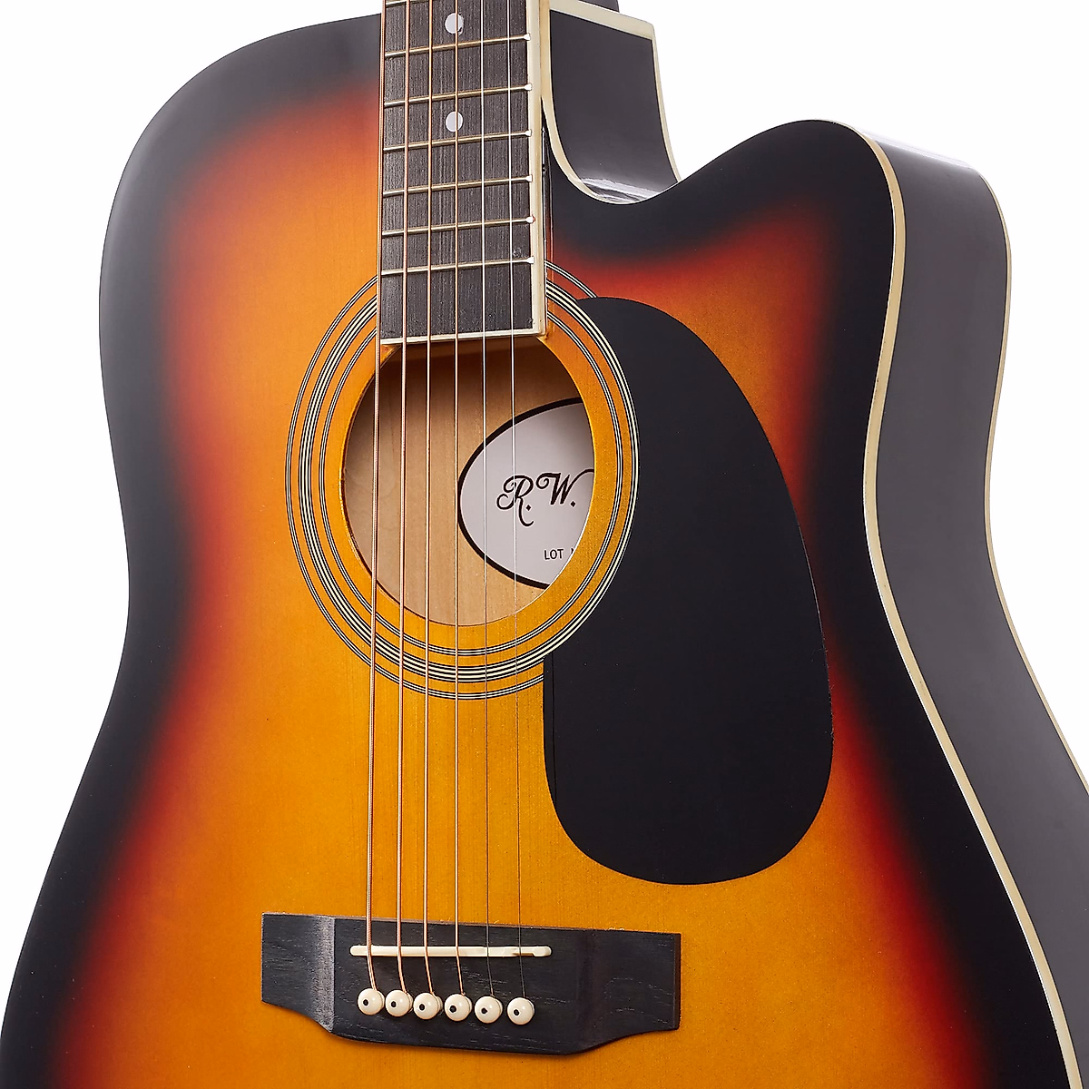 Jameson Guitars Full Size Thinline Acoustic Electric Guitar with Free Gig Bag Case & Picks Sunburst Right Handed