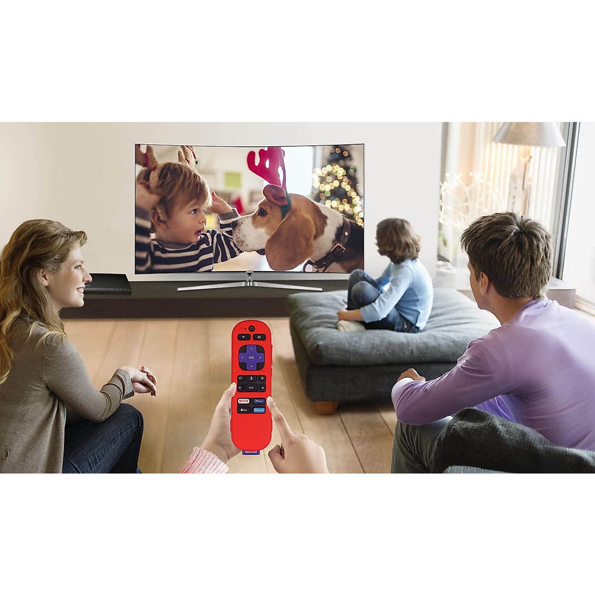 Silicone Case for Roku Express 4K+ Voice Remote RCA1R, Roku Voice Remote Cover RC-GZ1 Roku Streaming Stick 4K Silicone Sleeve with Lanyard(Blue)