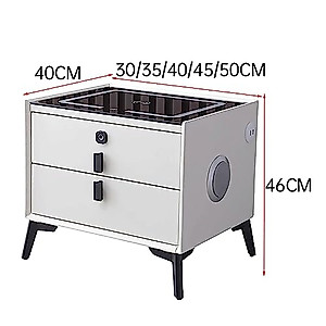 BKEKM Nightstands Bedside Table Led Lights End Table Wireless Charging Nightstand Wood USB Fingerprint Bluetooth Speaker Bedside Cabinet Well Made