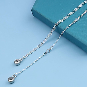 Andelaisi Boho Layered Rhinestone Back Necklaces Long Crystal Backdrop Necklaces Gold Cz Back Chain Necklace Vintage Crystal Body Chain Necklace Summer Body Jewelry for Women