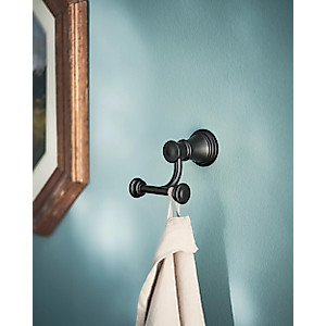 Moen Belfield Matte Black Double Robe Hook, YB6403BL