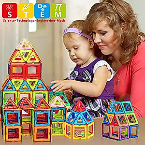 Magnetic Tiles for 3 4 5 6 7 8+ Year Old Boys Girls Upgrade Magnetic Building Blocks Set Educational STEM Toys Christmas Birthday Gift Toys for 3+ Year Old Boys and Girls (40PCS Magnetic Tiles)