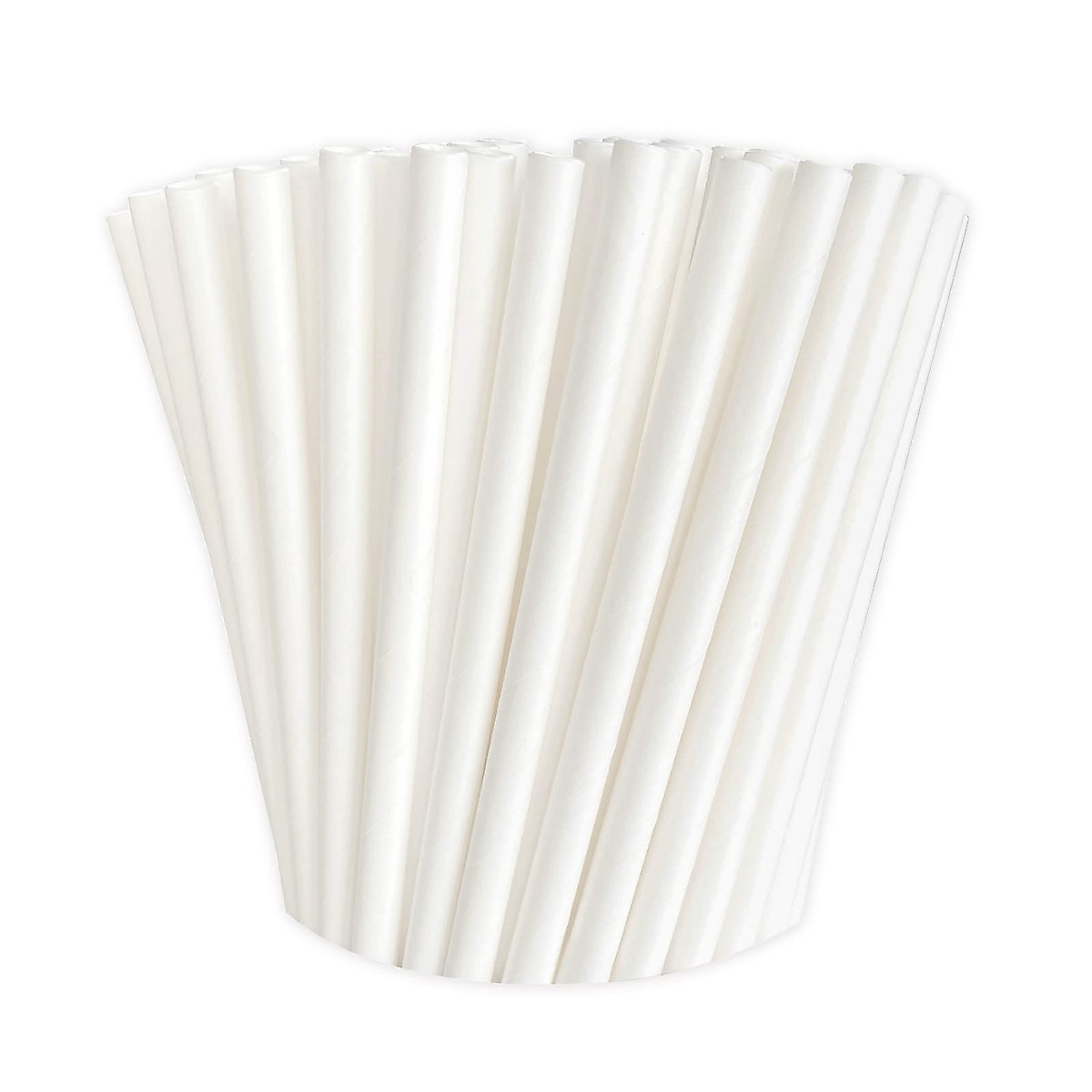100 White Biodegradable Paper Straws co-Friendly Biodegradable Drinking Straws Bulk for Party Supplies, Bridal/Baby Shower, Birthday, Mixed Drinks, Weddings, Restaurant, Food Service, Drink Stirrer