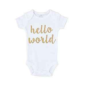 LilPinkGoose 3pcs Dusty Rose Newborn Baby Girl Coming Home Outfit Hello World Bodysuits (Newborn, Dusty Rose+Short Sleeve)