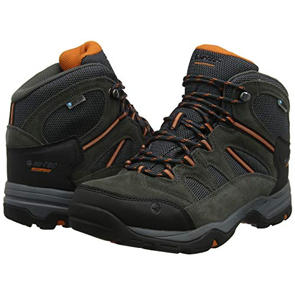 HI-TEC Men's Wide Fit Bandera II Water Proof Mens Boots in Charcoal/Graphite/Burnt Orange in Size UK 8 (EU 42/US 9)