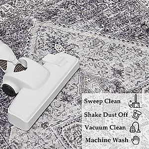 GlowSol Distressed Vintage Area Rug 4×6 Persian Area Rug for Living Room Non-Shedding Rug Low Pile Carpet Non Slip Rug for Bedroom Living Room Dining Room Home Office, Grey