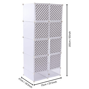 DYRABREST Simple Portable Wardrobe Closets Bedroom Armoire, White Modern Closet 8 Cube Shelf, Storage Organzier Clothes, Fashion Armoire Cabinet, Bedroom Armoires