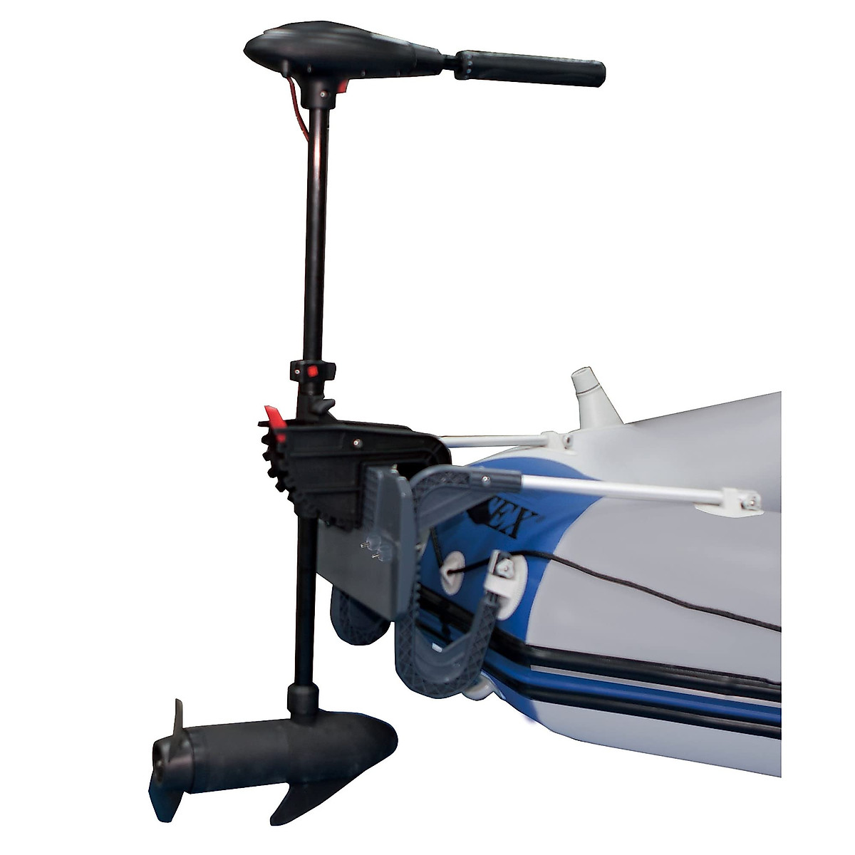 Intex Excursion 5 Person Inflatable Boat Set with 2 Aluminum Oars and Pump, Intex 12V Transom Mount Boat Trolling Motor, and Intex Motor Mount Kit